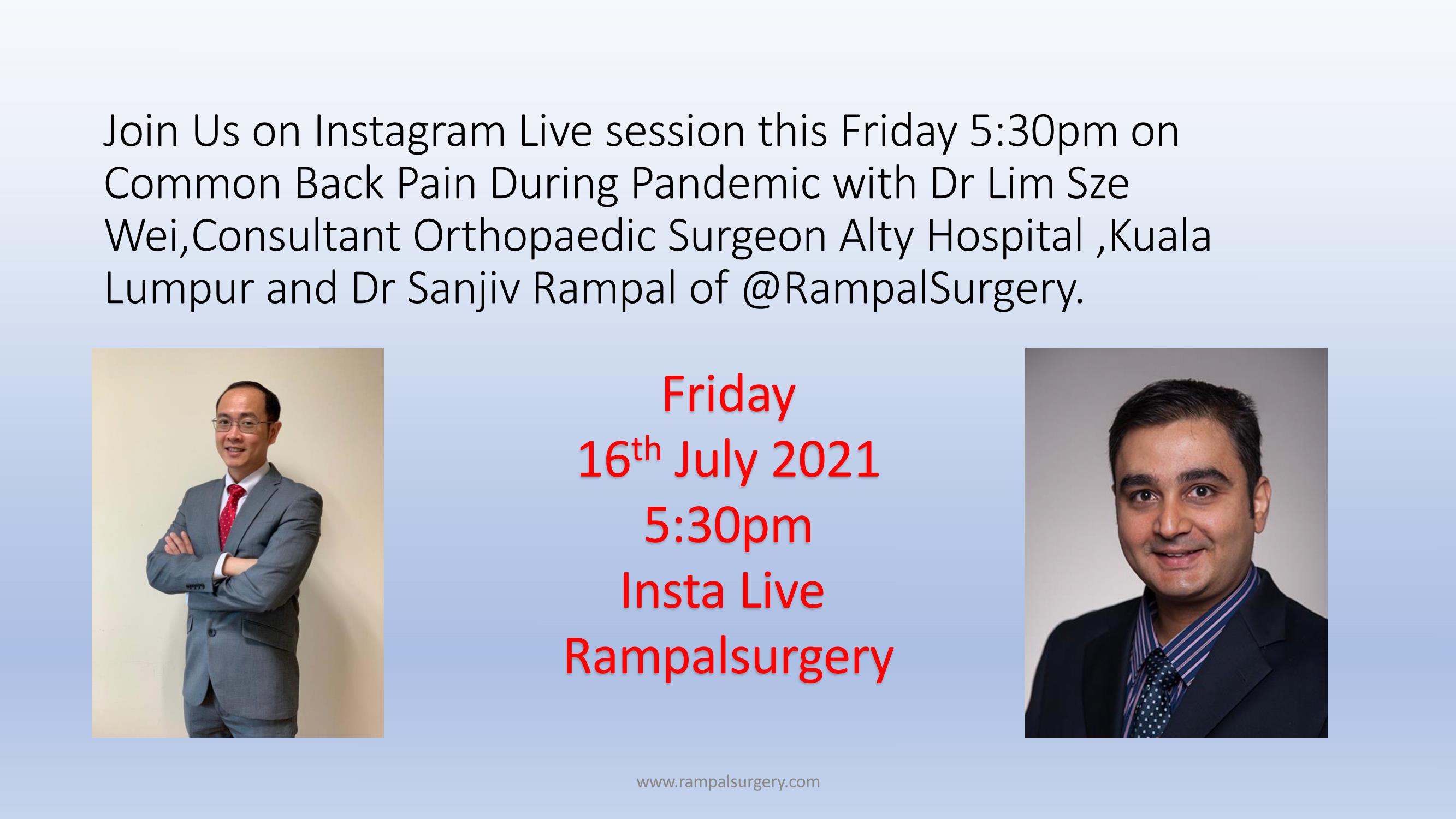 Rampalsurgery’s Instagram Live session with Dr Lim Sze Wei Orthopaedic ...